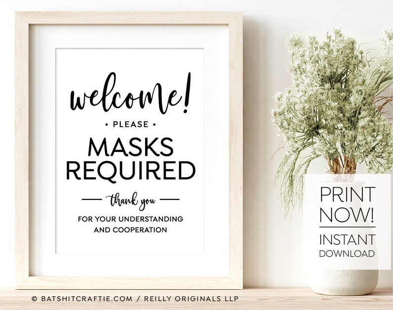 Welcome Masks Required PRINTABLE Sign Cute Script Poster for - Etsy