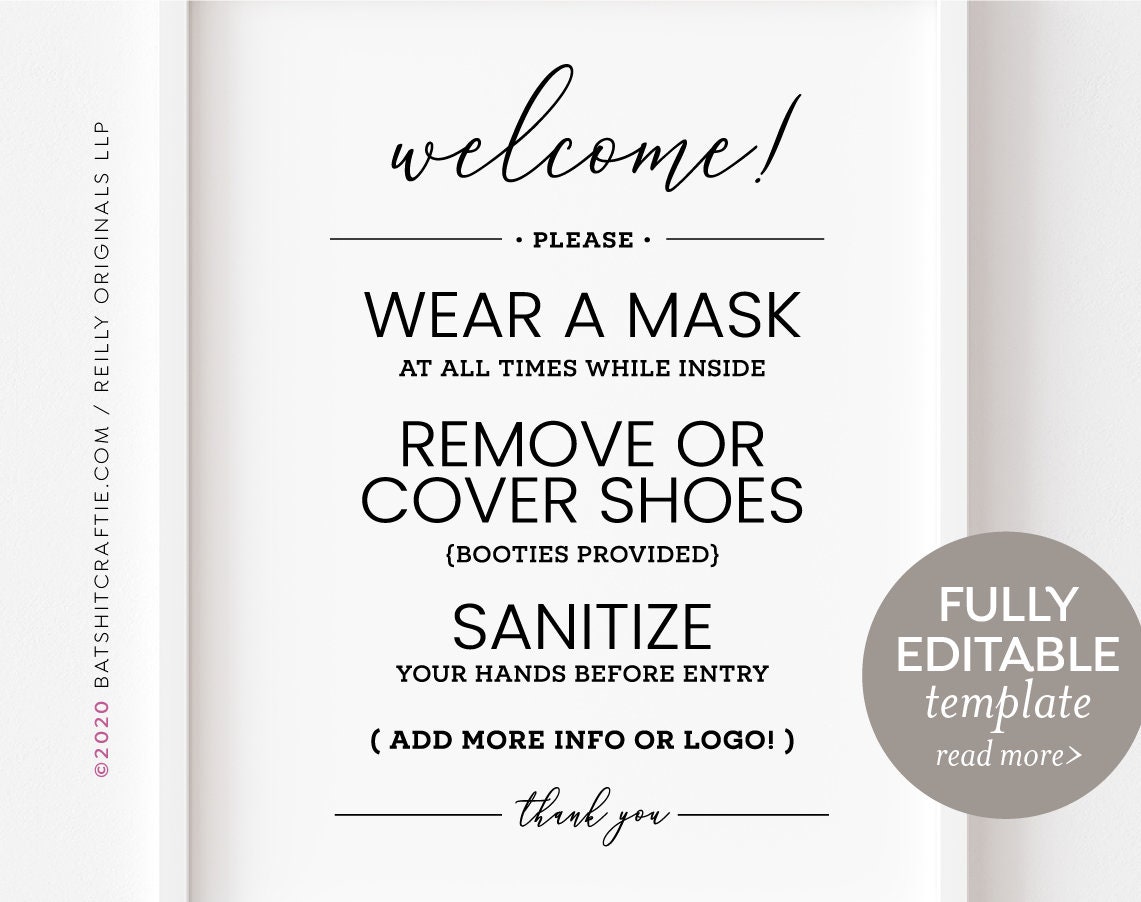 Fully Editable PRINTABLE SIGN Wear Mask Remove or Cover - Etsy