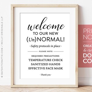 Welcome New un Normal Safety Protocols Required Printable Sign ...