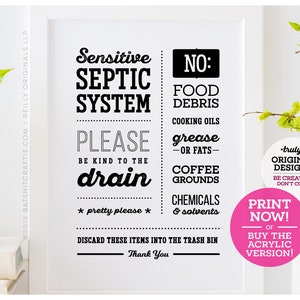 Sensitive Septic System Sign Be Kind to the Drain Ready to | Etsy Canada