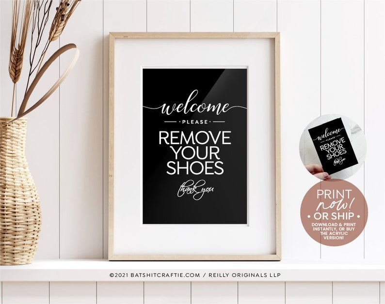 Elegant 'welcome Please Remove Shoes' Sign, Download and Print ...