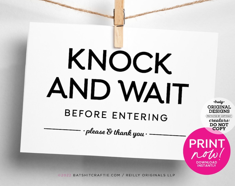 Knock and Wait Before Entering Printable Sign Download - Etsy