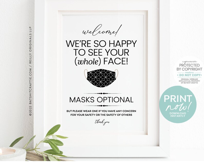 Cute Masks Optional PRINTABLE ~ Happy to See Your Whole Face! ~ Print ...