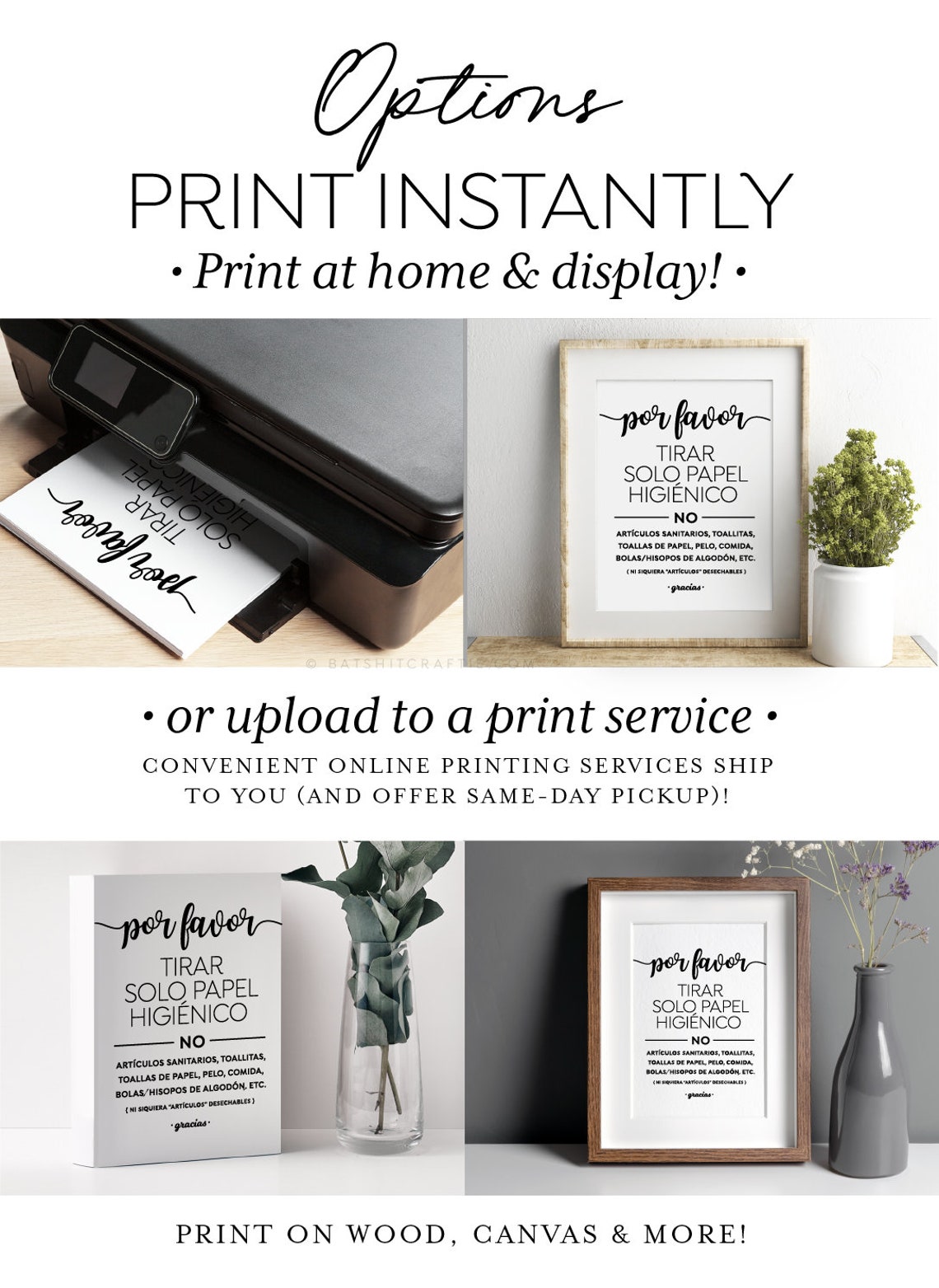 Set of 2 Flush Only Toilet Paper Printable Files English and - Etsy