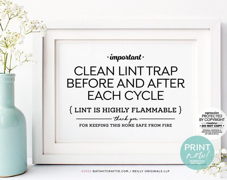 Please Clean Lint Trap Sign Ready to Ship or Print at Home - Etsy