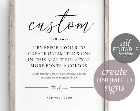 SALE Create Unlimited Custom Printable Signs Fully editable | Etsy