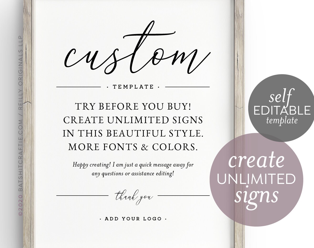 SALE Create Unlimited Custom Printable Signs Fully editable | Etsy