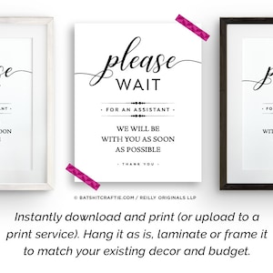 Please Wait for Assistant PRINTABLE SIGN ~ Modern Elegant Poster Office ...