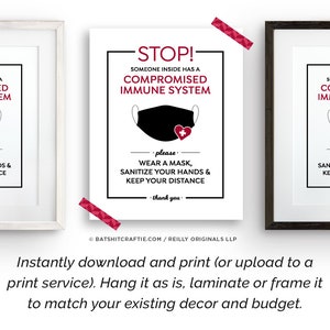 STOP Immunocompromised Person Inside Printable Sign ~ Wear a Mask Keep ...