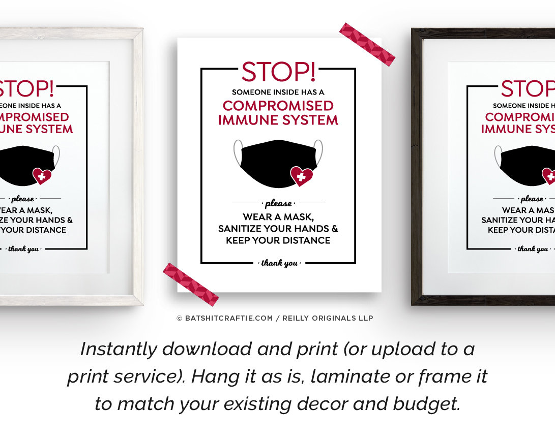 STOP Immunocompromised Person Inside Printable Sign Wear a - Etsy