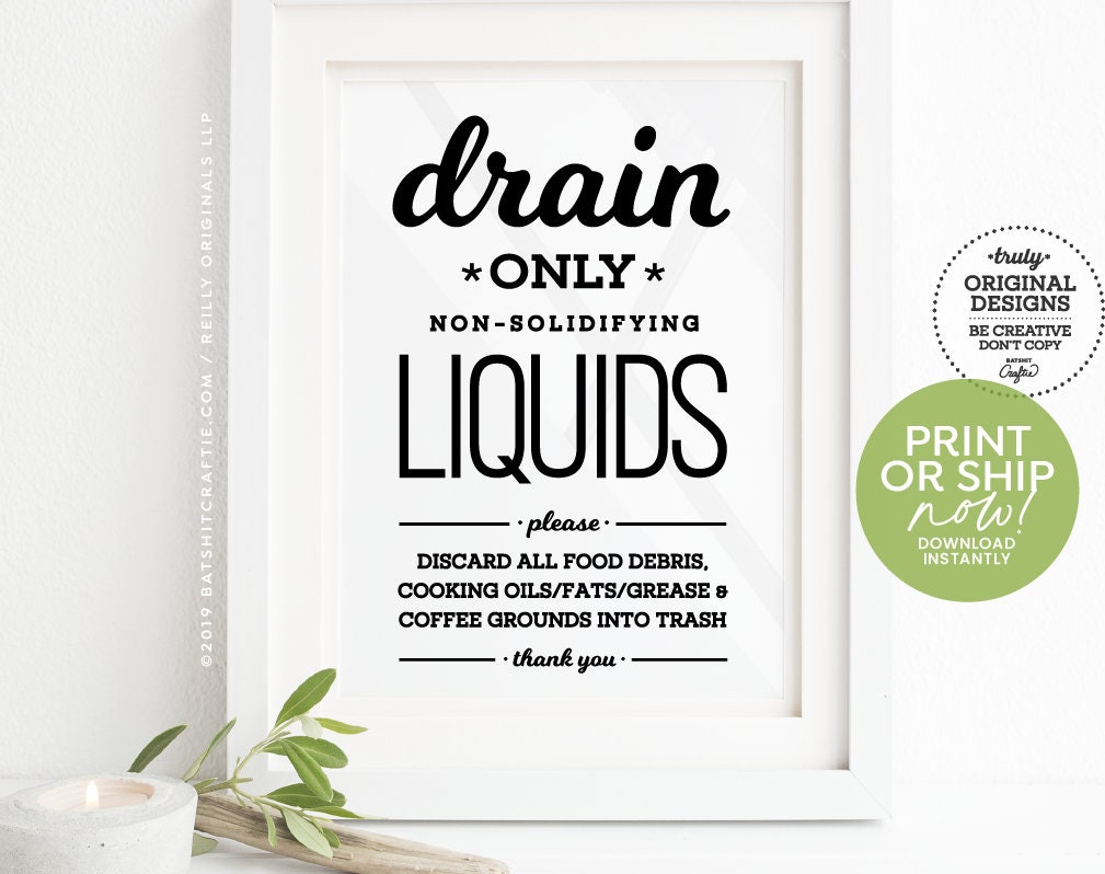 Drain Only Non-solidifying Liquids Sign Ready to Ship or - Etsy