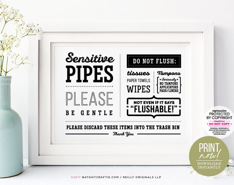 Sensitive Pipes Sign Ready to Ship or Print at Home - Etsy
