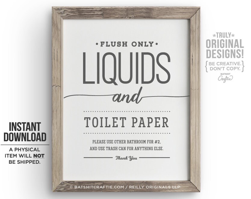 Do Not Flush Poo Poop #2 Septic System Printable Sign Sensitive ...