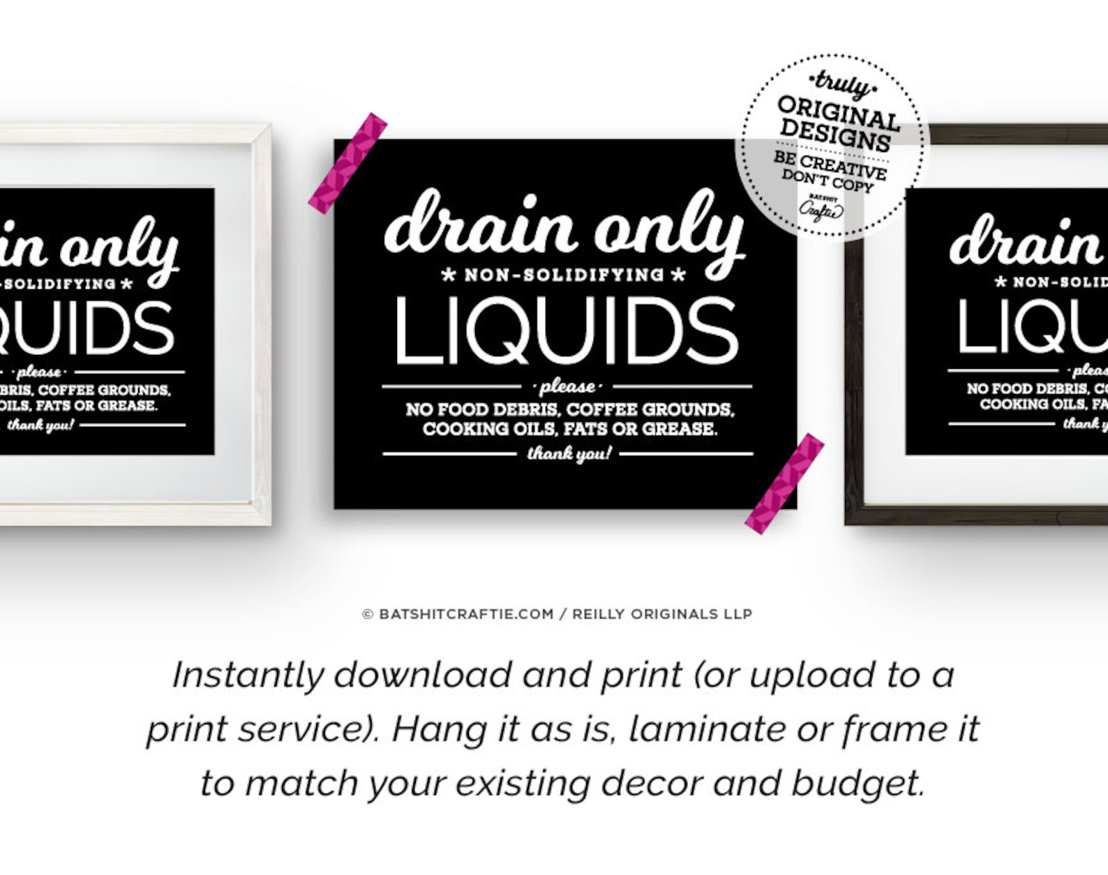 Drain Only Non-solidifying Liquids PRINTABLE Kitchen Sink Sign No Food ...