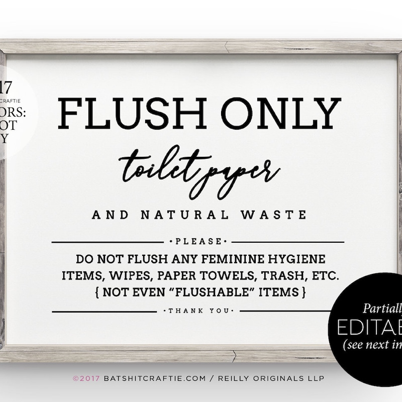 Toilet Paper Only Sign Printable - Etsy