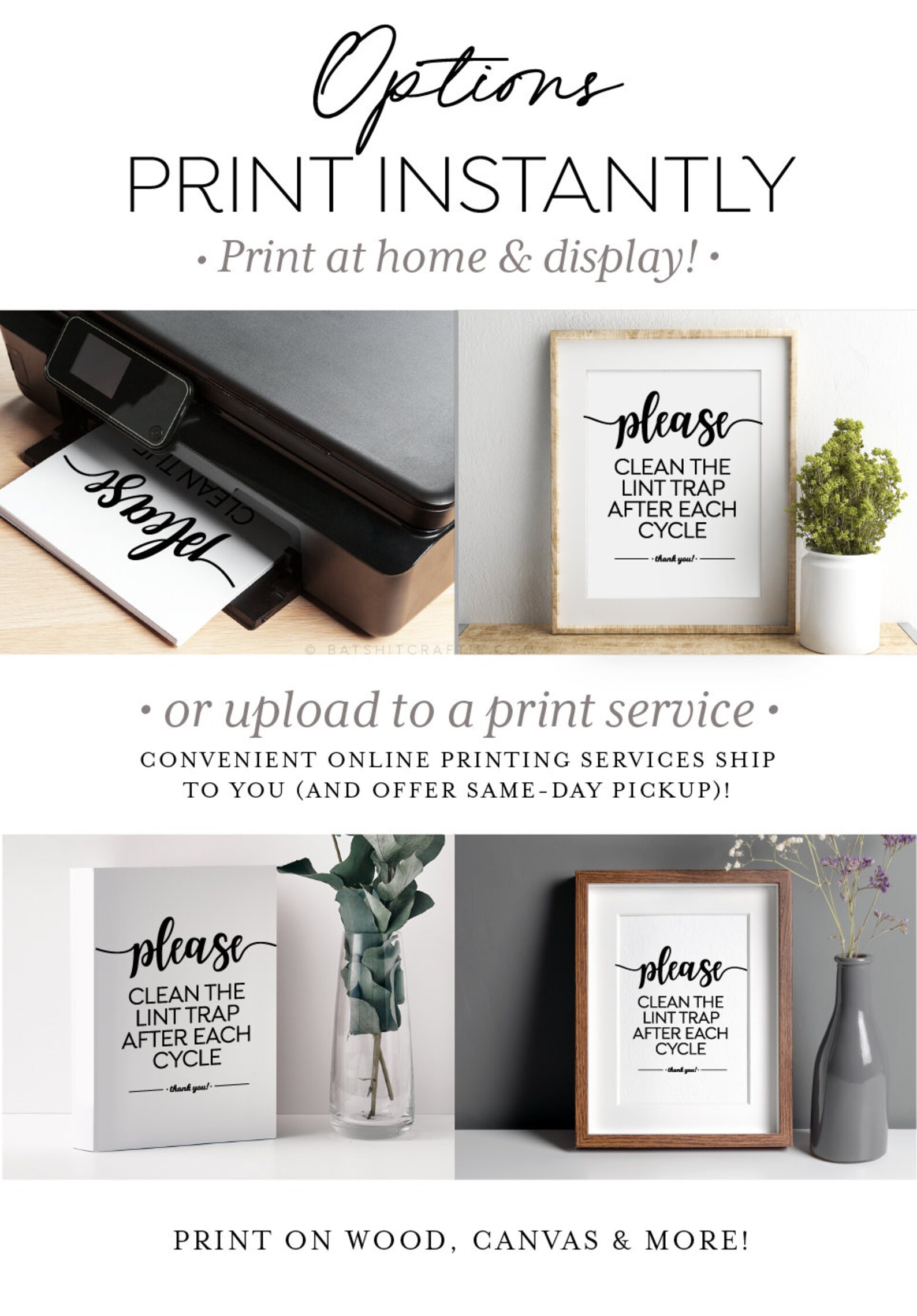 Please Clean Lint Trap After Each Use PRINTABLE Laundry Room Sign ...