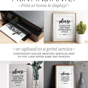 Please Clean Lint Trap After Each Use PRINTABLE Laundry Room Sign ...