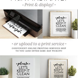 Please Keep It Clean Bathroom Sign PRINTABLE Sink and Toilet Cute ...
