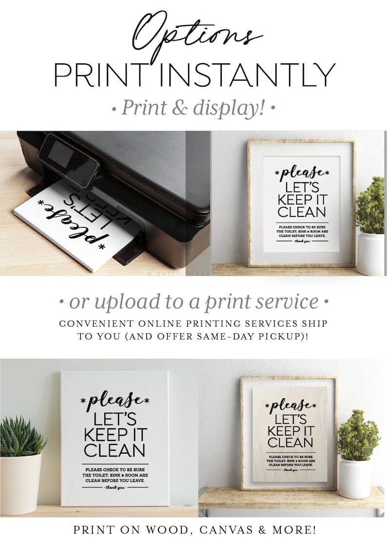 Please Keep It Clean Bathroom Sign PRINTABLE Sink and Toilet Cute ...