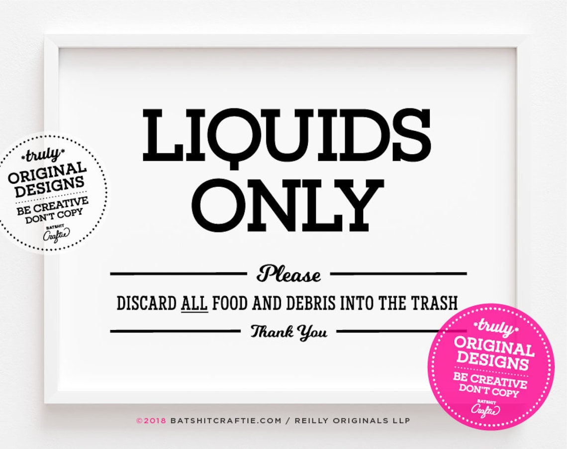 Septic System PRINTABLE Kitchen Sign Liquids Only No Food - Etsy