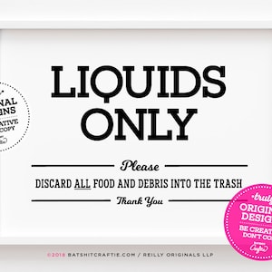 Septic System PRINTABLE Kitchen Sign Liquids Only No Food Grease Coffee ...