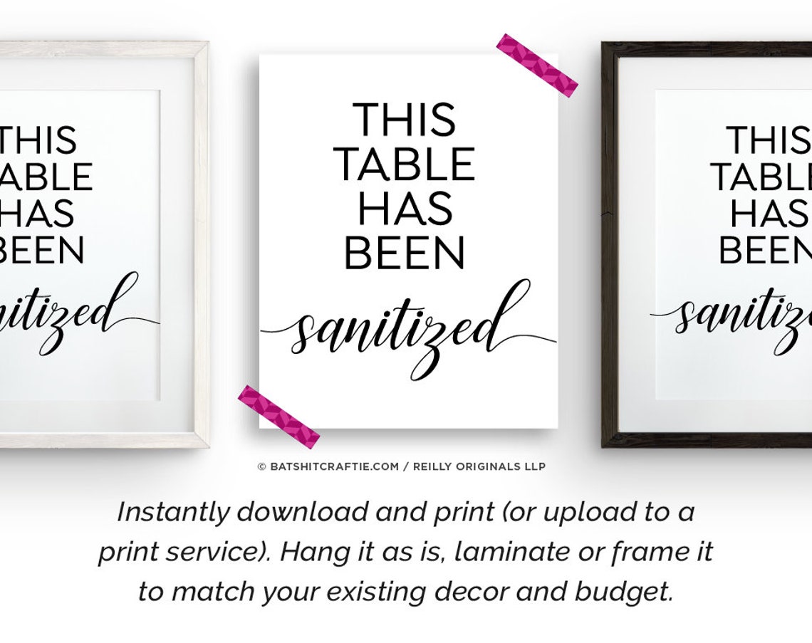 This Table Has Been Sanitized PRINTABLE SIGN Office | Etsy
