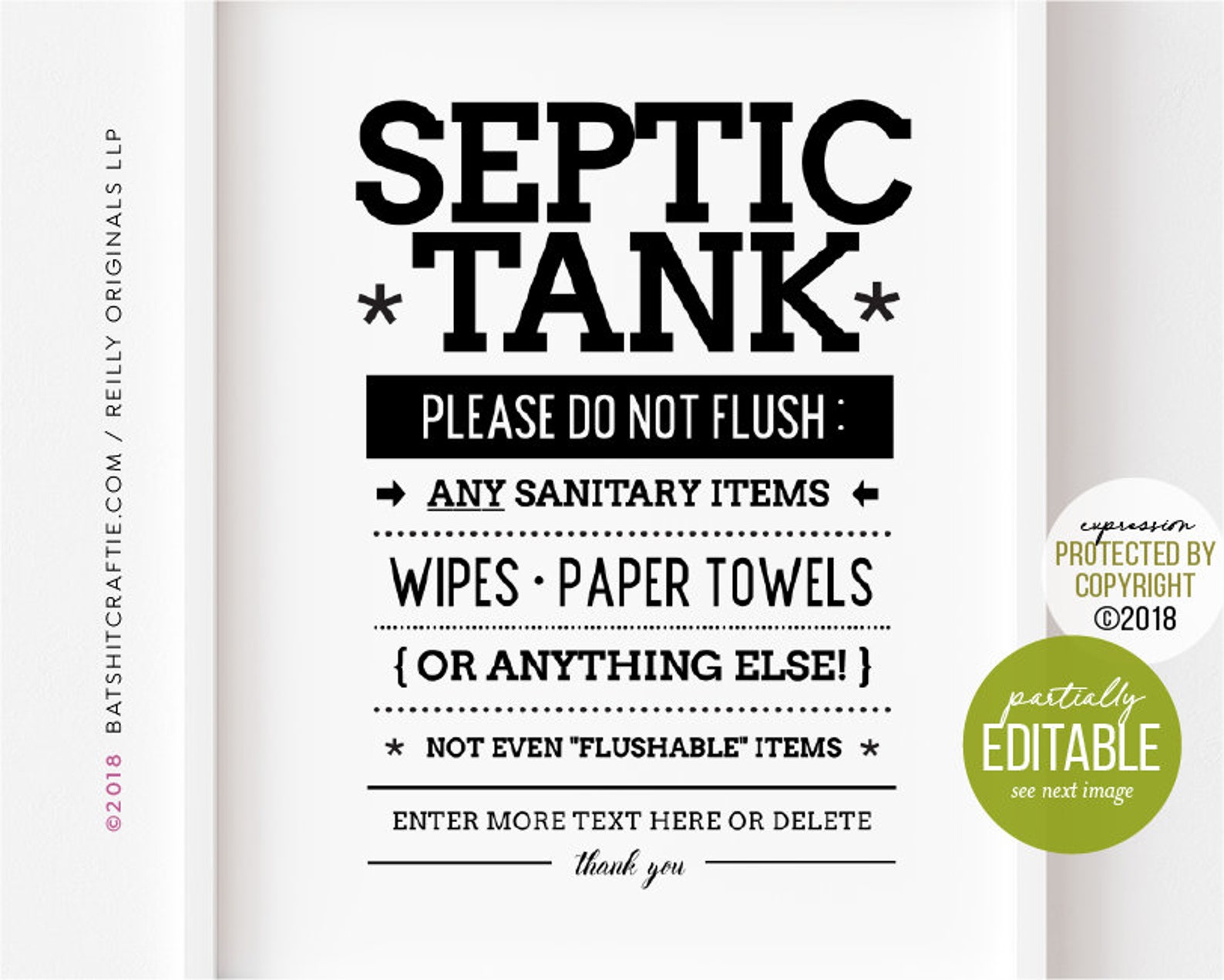 Editable Template Septic Tank Printable Bathroom Sign Do | Etsy