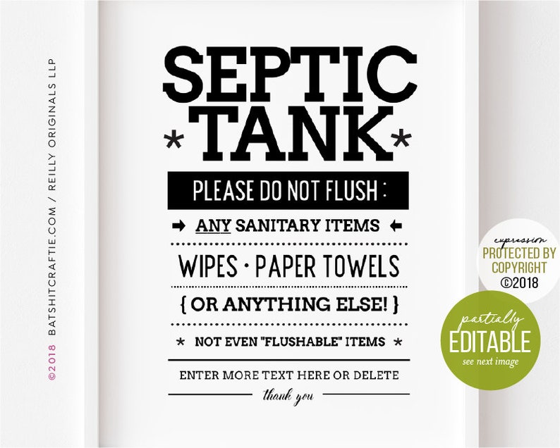 Editable Template Septic Tank Printable Bathroom Sign Do - Etsy Canada