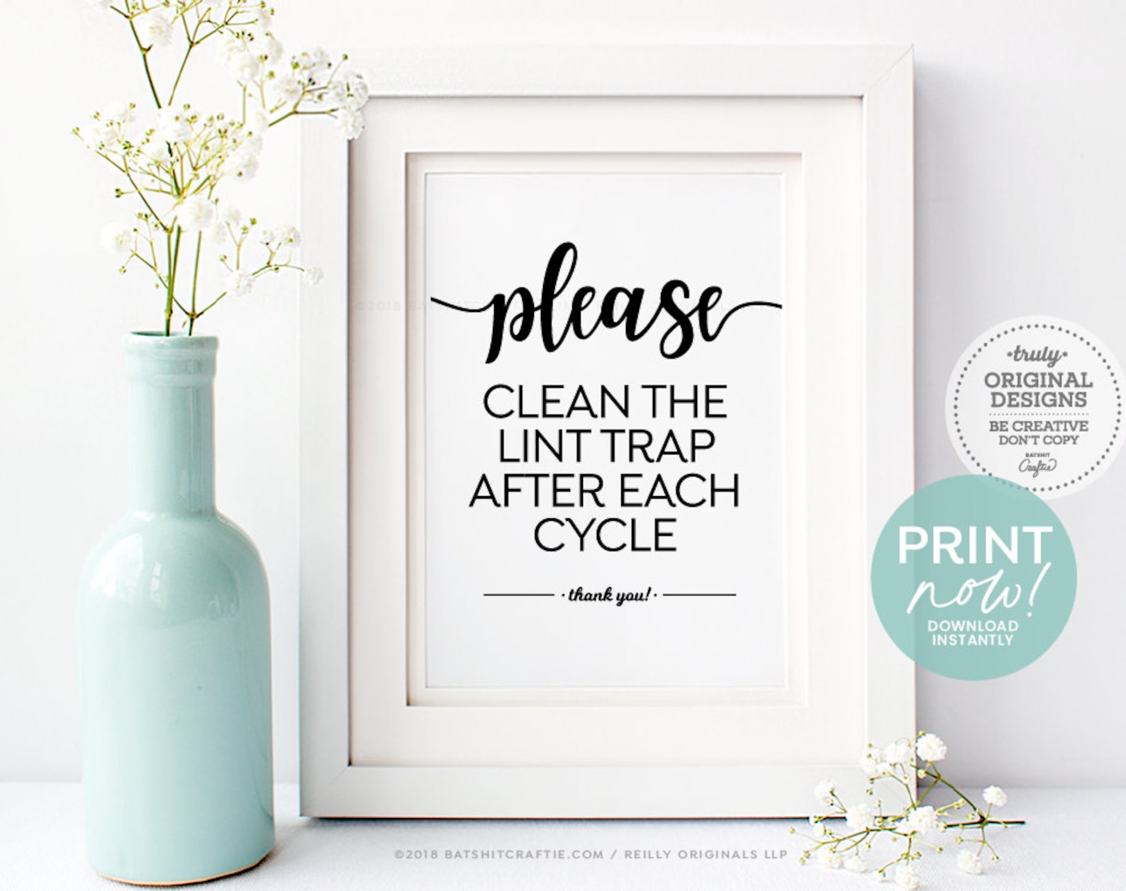 Please Clean Lint Trap After Each Use PRINTABLE Laundry Room Sign Many ...