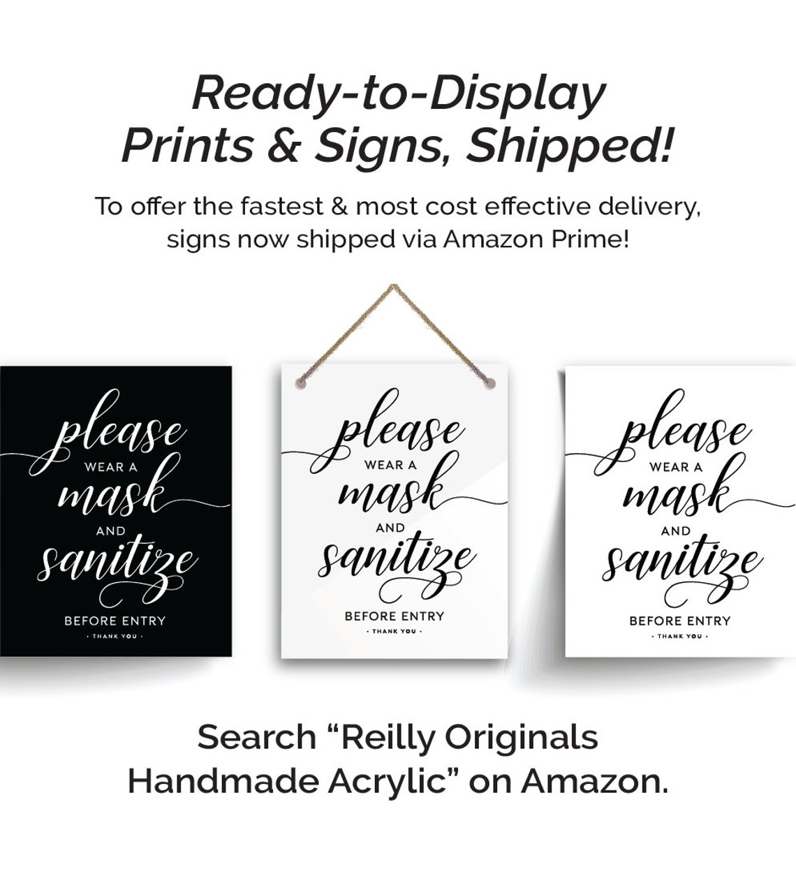 Elegant Please Wear a Mask Sanitize Before Entry Sign | Etsy