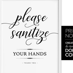 Please Sanitize Elegant PRINTABLE Sign Casual Modern Script ~ for ...