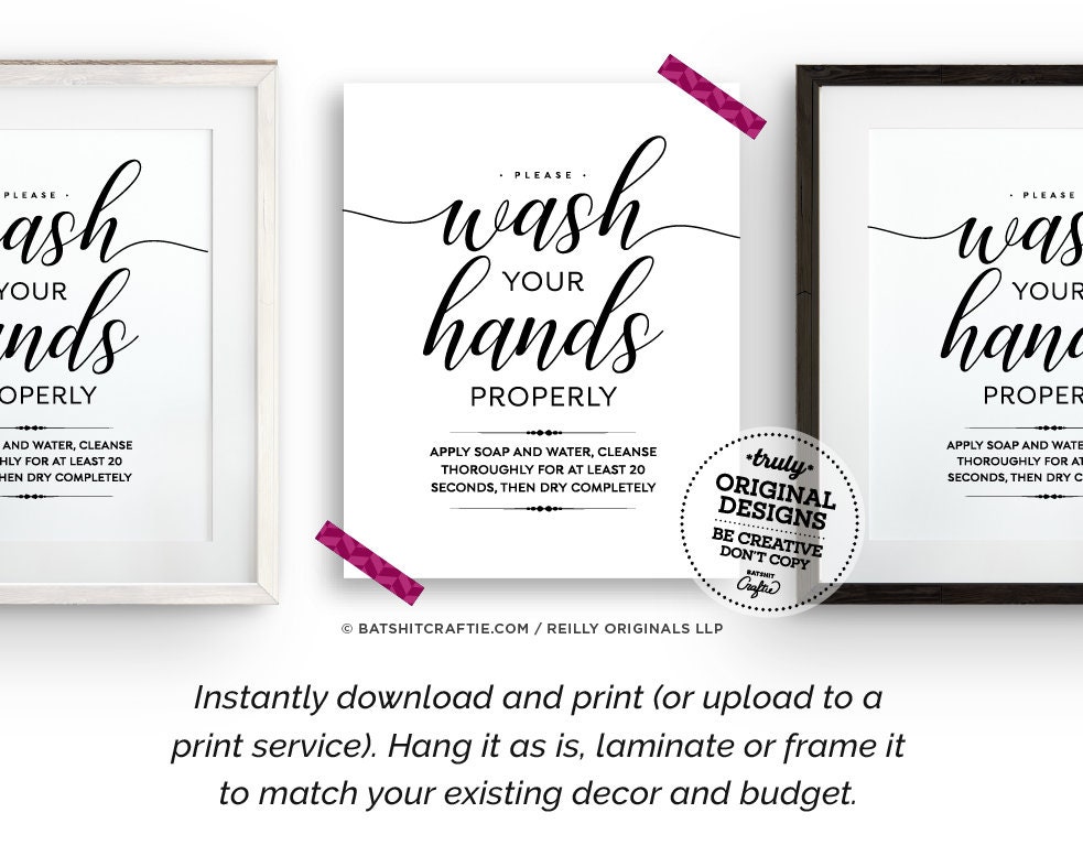 Wash Hands Properly PRINTABLE Schild ~ 20 Sekunden trocken ~ süßes ...
