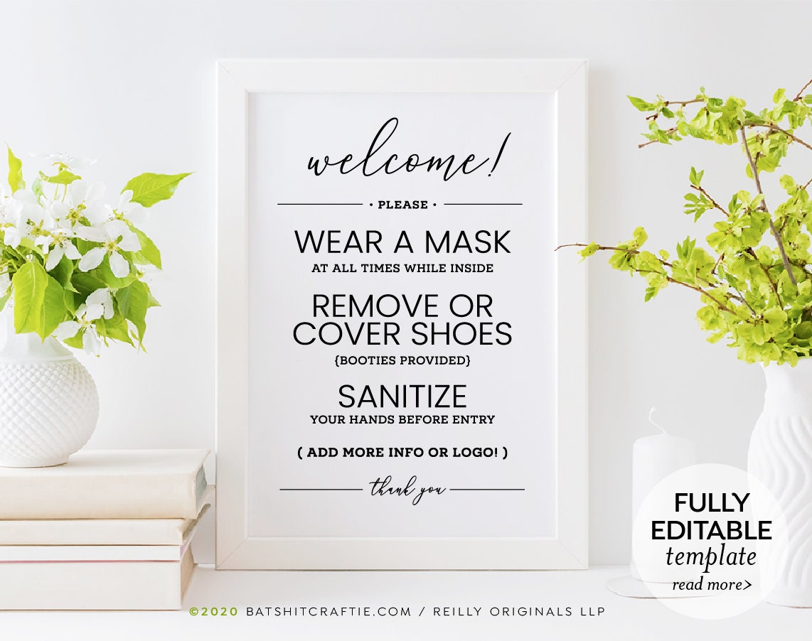 Fully Editable PRINTABLE SIGN Wear Mask Remove or Cover - Etsy