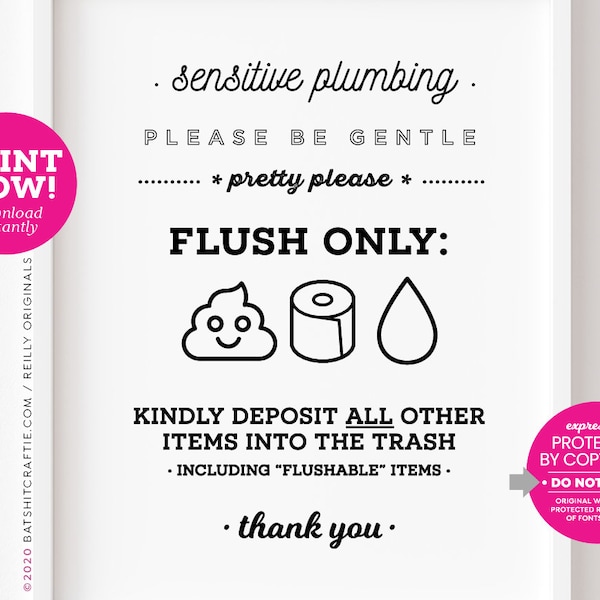 Printable Please Do Not Flush Feminine Products Sign - Etsy