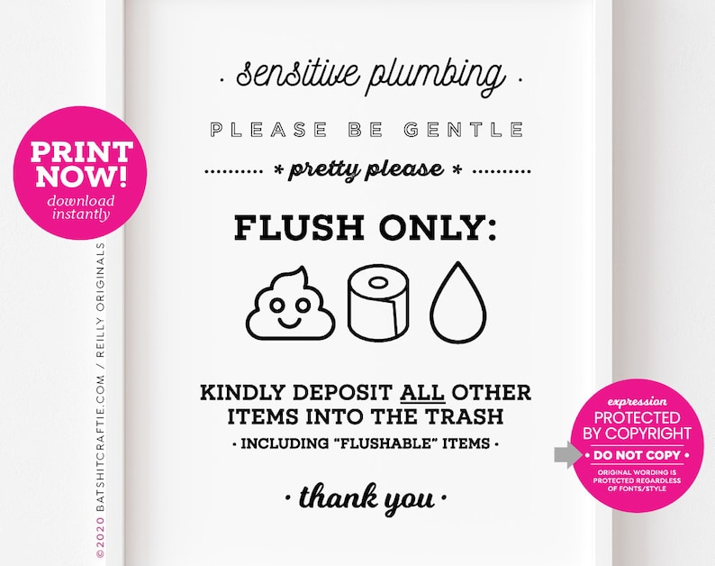 Cute Sensitive Plumbing Printable Sign now Protected by - Etsy