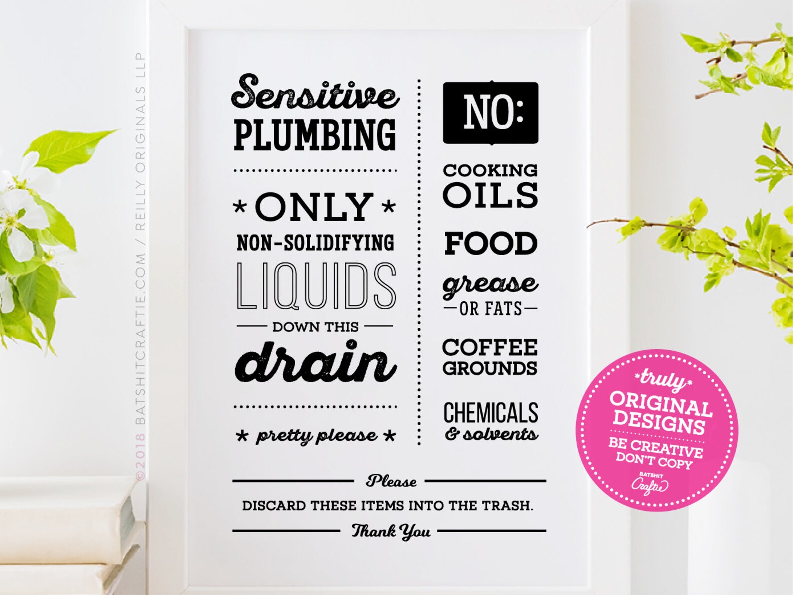 Sensitive Plumbing PRINTABLE Kitchen Sign Sink No Food Grease - Etsy Canada