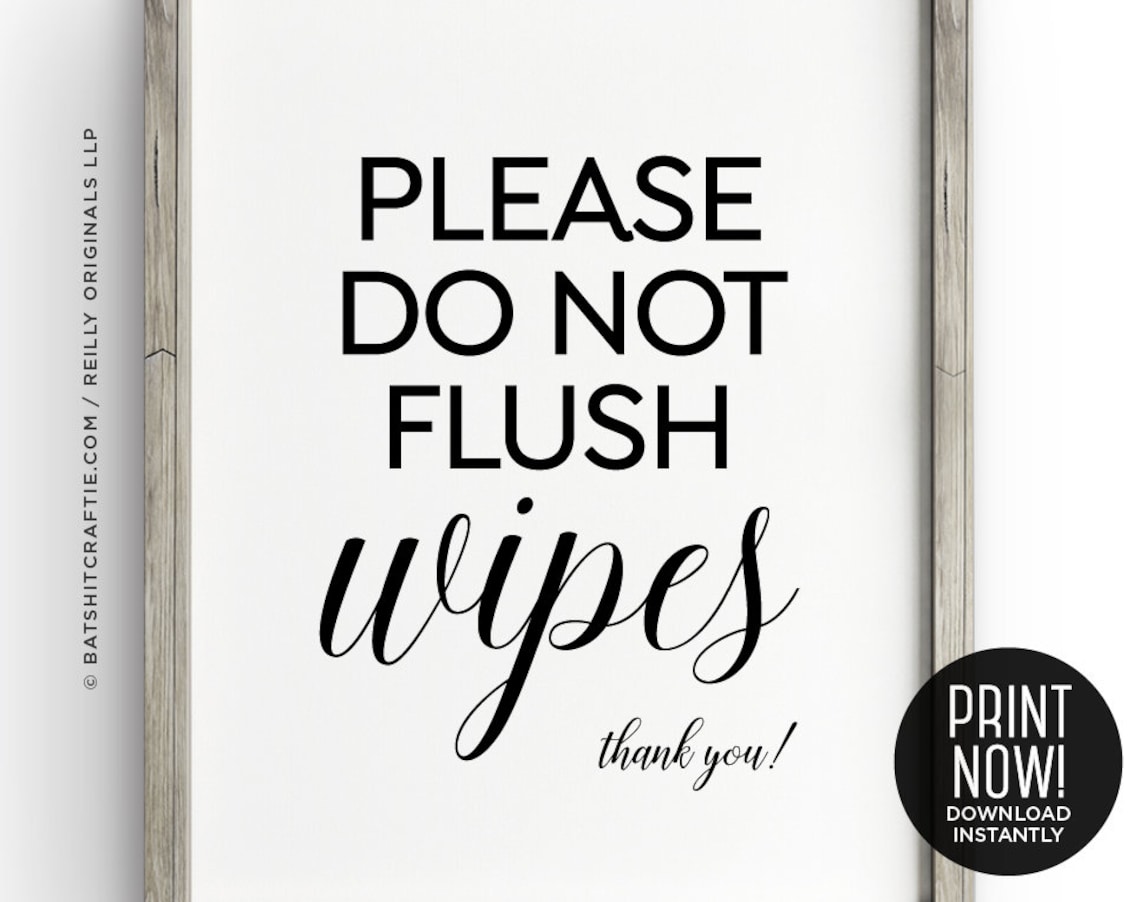 Do Not Flush Wipes PRINTABLE SIGN DOWNLOAD Bathroom Septic - Etsy