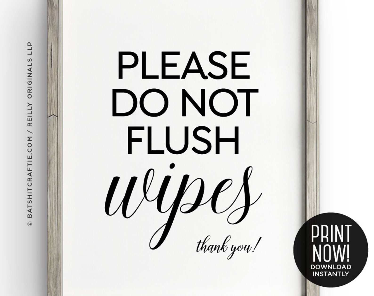 Do Not Flush Wipes PRINTABLE SIGN DOWNLOAD ~ Bathroom Septic System ...