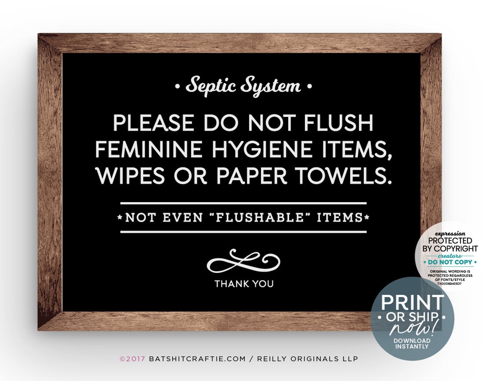 Elegant Septic System Bathroom Sign Do Not Flush Any - Etsy
