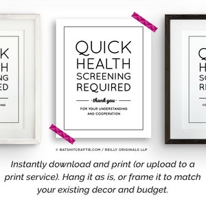 Quick Health Screening Required PRINTABLE SIGN ~ Office Prevention ...