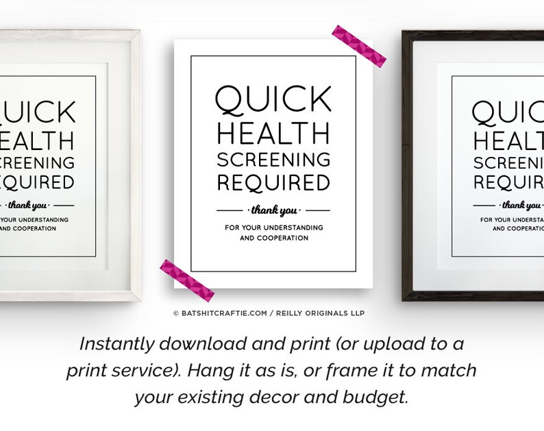 Quick Health Screening Required PRINTABLE SIGN ~ Office Prevention ...