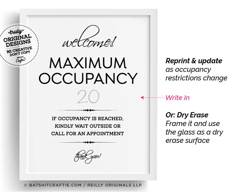 Maximum Occupancy PRINTABLE SIGN Fill in Modern Simple | Etsy