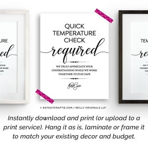 Temperature Check Required PRINTABLE SIGN ~ Modern Office Workplace ...