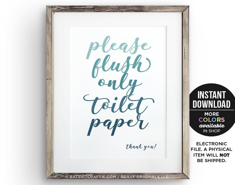 PRINTABLE Please Flush Only Toilet Paper Bathroom Sign Cute | Etsy