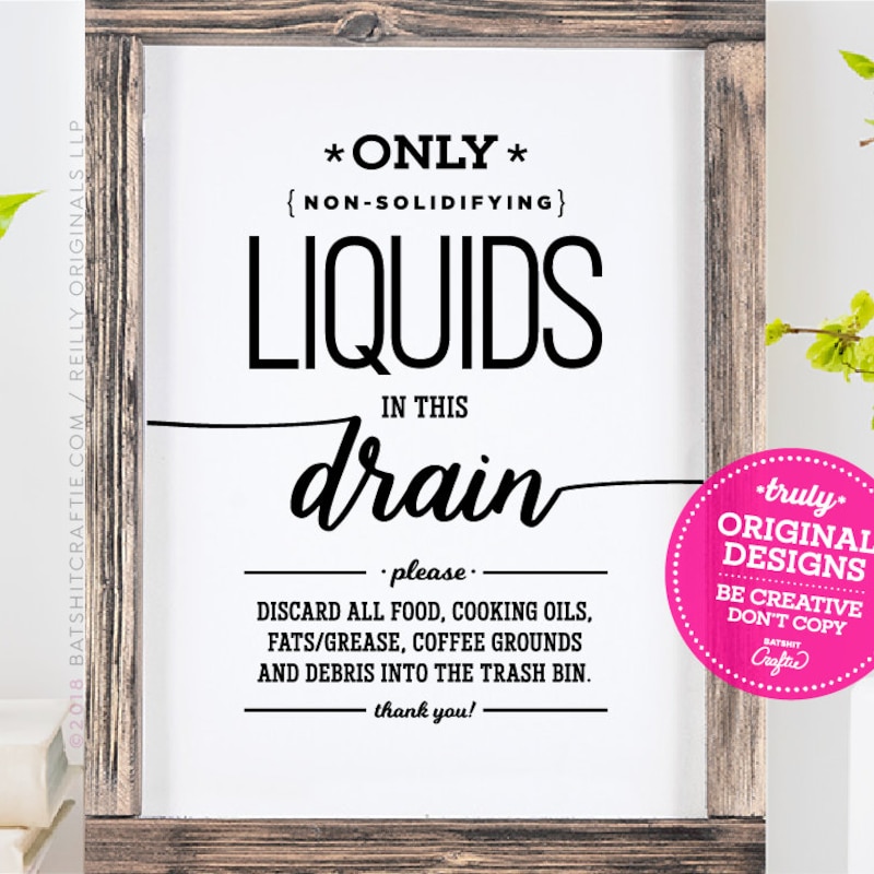 No Food Down the Sink Signs - Etsy