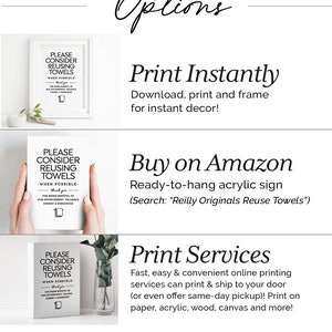 Please Consider Reusing Towels Sign ~ Ready to Ship or Print at Home ...