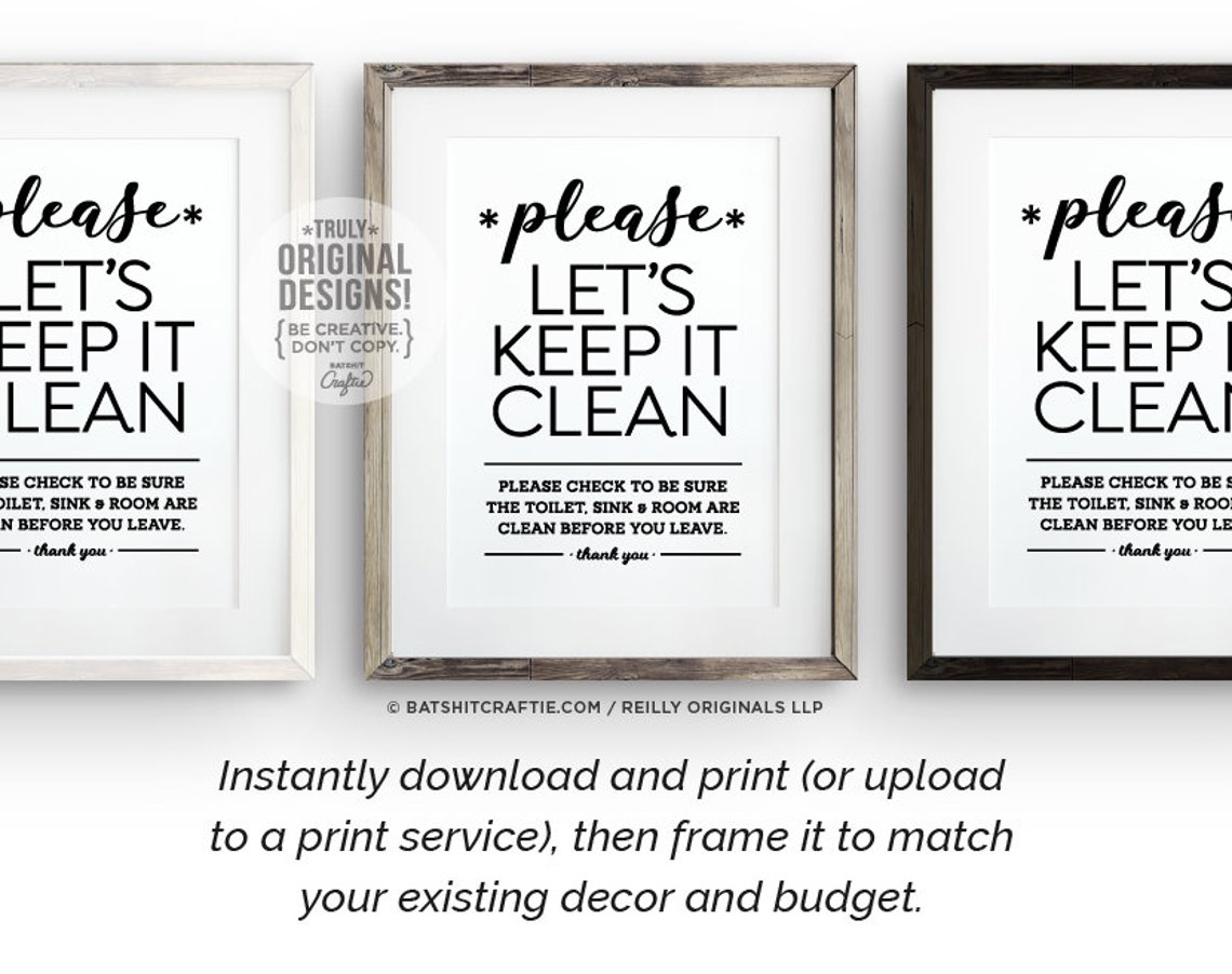 Please Keep It Clean Bathroom Sign PRINTABLE Sink and Toilet | Etsy UK