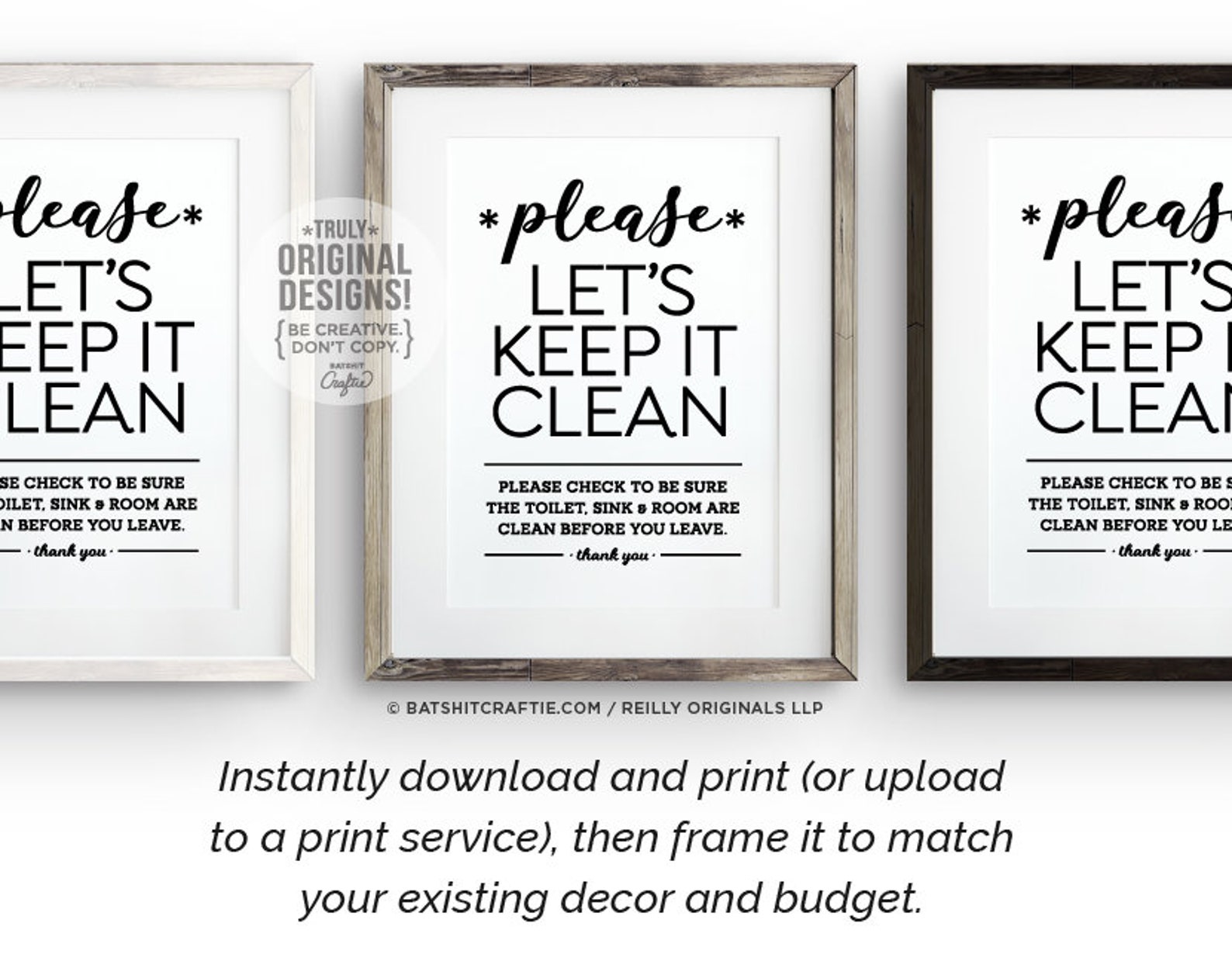Please Keep it Clean Bathroom Sign PRINTABLE sink and toilet | Etsy