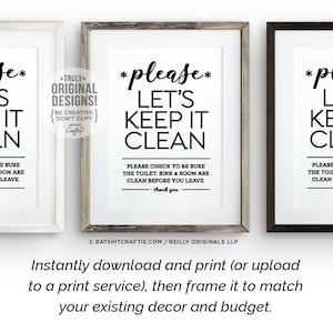 Please Keep It Clean Bathroom Sign PRINTABLE Sink and Toilet | Etsy UK