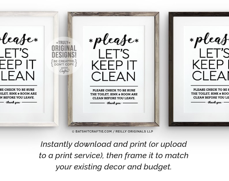 Please Keep it Clean Bathroom Sign PRINTABLE sink and toilet | Etsy